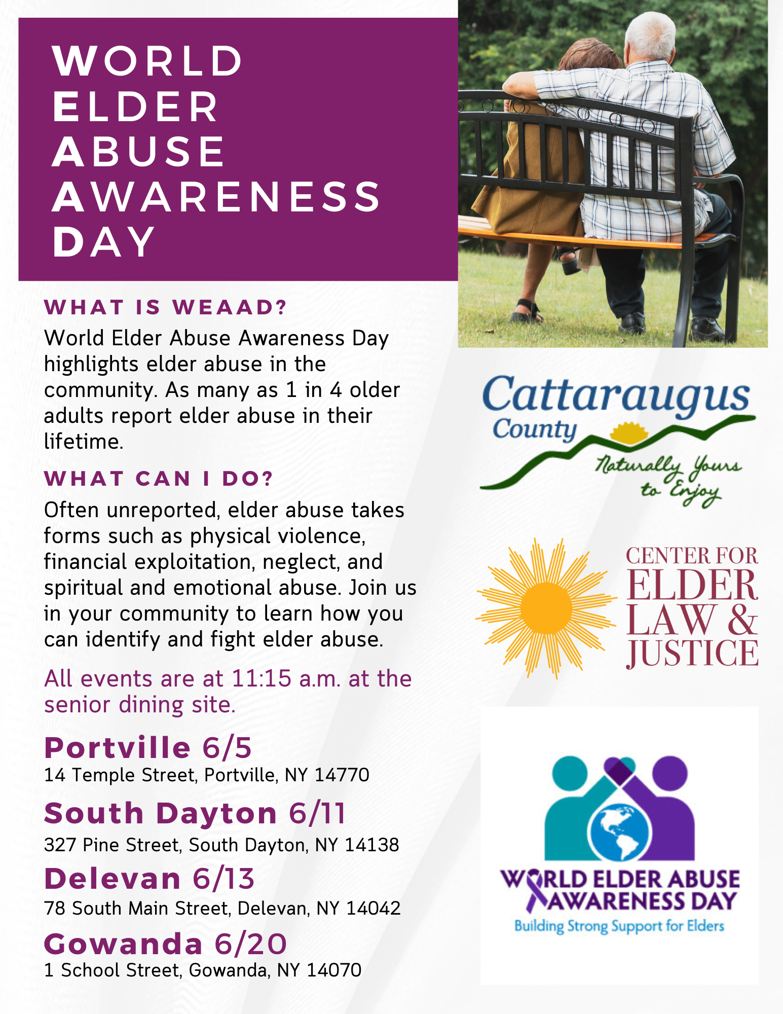 World Elder Abuse Awareness Day | Cattaraugus County Website